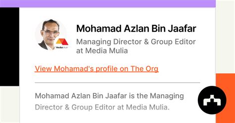 Mohamad Azlan Bin Jaafar Managing Director And Group Editor At Media
