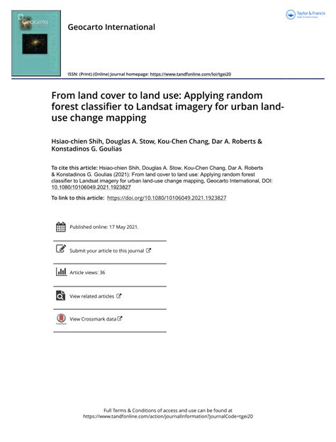 Pdf From Land Cover To Land Use Applying Random Forest Classifier To Landsat Imagery For