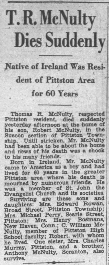 Thomas R Mcnulty 1867 1938 Find A Grave Memorial