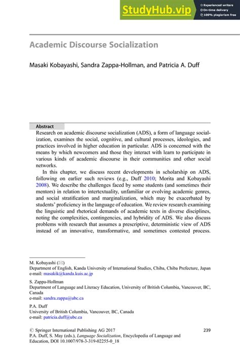 Academic Discourse Socialization 2017 Pdf