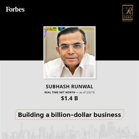 Our Chairman Mr Subhash Runwal Has Been Featured On Forbes Indias Real Time Ranking Of
