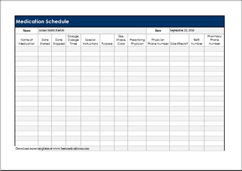 Printable Daily Medication Schedule Template Free Schedule And Planner