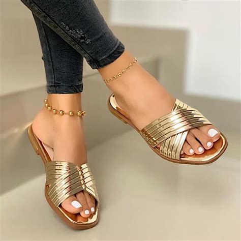 Kukoosong Dressy Summer Womens Sandals Flip Flops Comfortable Flat Open Toe Casual Outdoor