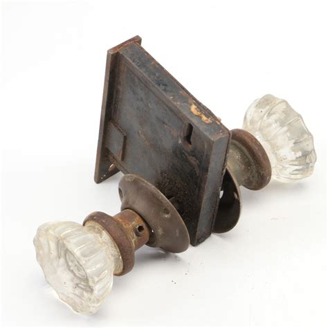Victorian Glass Door Knobs And Mortise Lock Late 19th Early 20th