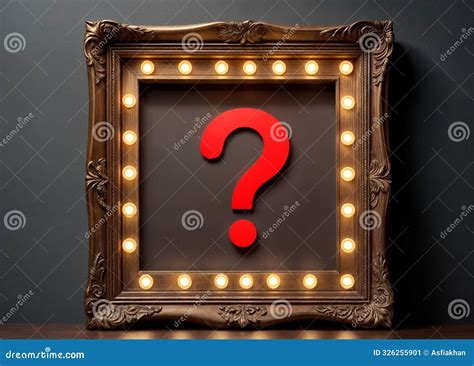 A Question Mark In A Old Vintage Classic Wooden Frame Stock