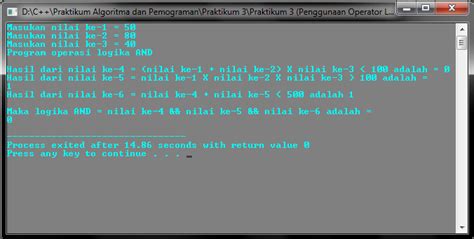 Program Menggunakan Operator Logika And Operator Cc Cahyasmara