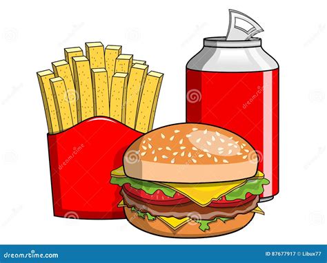Hamburger And Coke Cartoon Vector 17952491