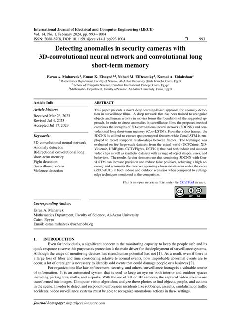 Pdf Detecting Anomalies In Security Cameras With 3d Convolutional Neural Network And