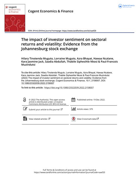 Pdf The Impact Of Investor Sentiment On Sectoral Returns And Volatility Evidence From The