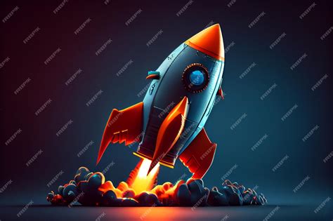 Premium Photo Rocket On A Blue Background Generative Ai