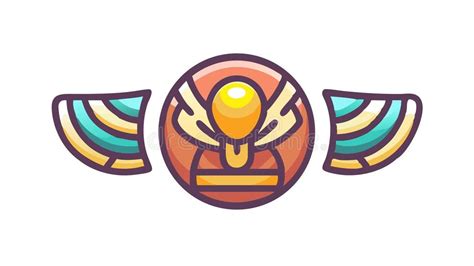 An Ornate Winged Emblem With A Glowing Central Orb Vector Design