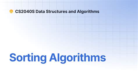 sorting algorithms cs2040s data structures and algorithms