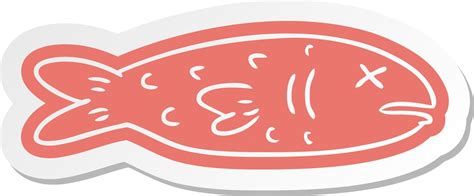 Cartoon Sticker Of A Dead Fish 10565069 Vector Art At Vecteezy