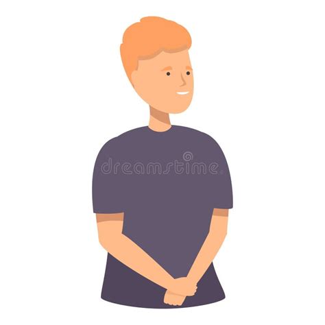 Young Man Standing Smiling Looking Away Cartoon Character Design Stock
