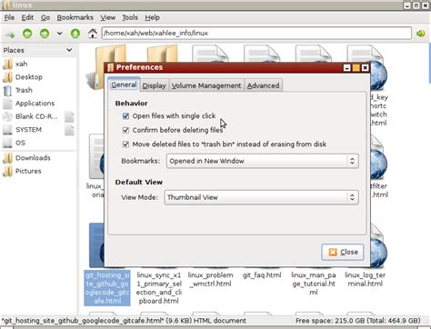 linux set mouse single click to open file