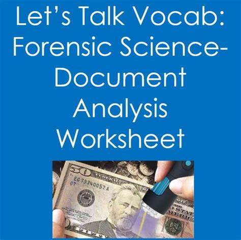 Lets Talk Vocab Forensic Science Document Analysis Worksheet Crime Made By Teachers