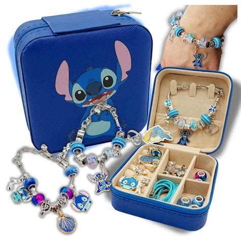 Set Bijuterii Diy Galaxia® 37 Piese Tematica Stitch Bratari Si