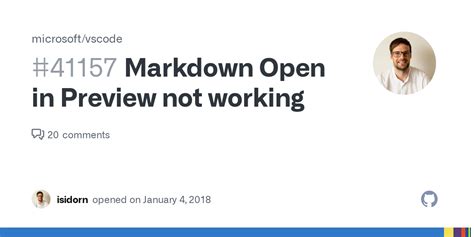 Markdown Open In Preview Not Working · Issue 41157 · Microsoftvscode · Github
