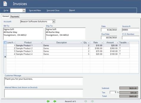 Microsoft Access Invoice Database Template Midi