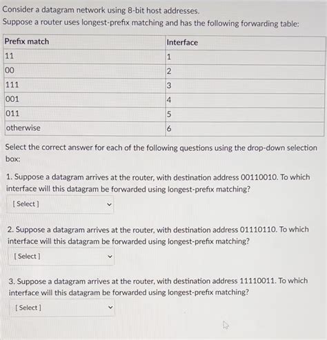 consider a datagram network using 8 bit host