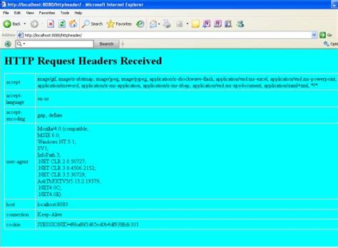 Request Headers Display In A JSP Page