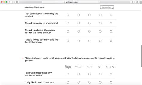 Advertising Effectiveness Survey Template Quicktapsurvey