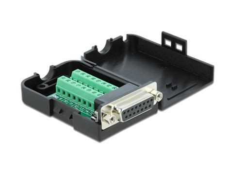 Delock Sub D15 Female To Terminal Block Adapter With Enclosure DCP SIA