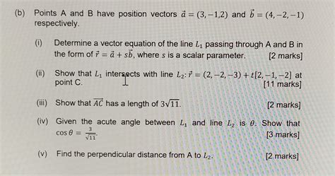Solved b Points A and B have position vectors å Chegg