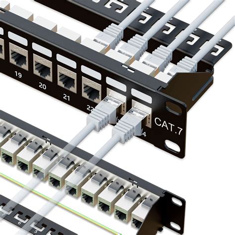 Iwillink 10gbps Cat7 Patch Panel 24 Port Rj45 Through Coupler 1u Shielded Patch Panel Stp 19