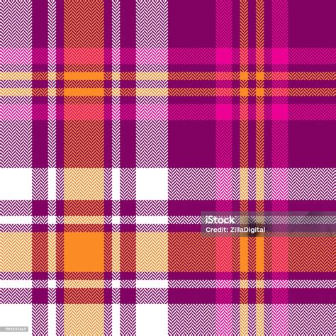 타탄 격자 무늬 패턴 배경입니다 스카프 플란넬 셔츠 담요 이불 커버 또는 기타 여름 패브릭 디자인의 마젠타 밝은 핑크 오렌지 화이트의 매끄러운 헤링본 체크 격자 무늬 그래픽