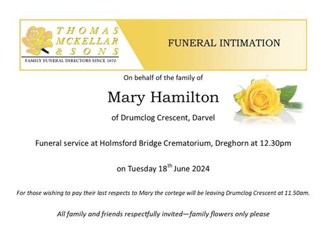 Funeral Notices Thomas Mckellar And Sons Funeral Services Ayrshire