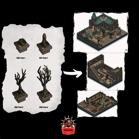 Modular Graveyard Terrain Tiles Tree Cemetery Blocks Crypt Dnd