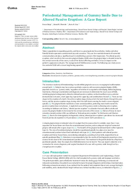 Pdf Periodontal Management Of Gummy Smile Due To Altered Passive
