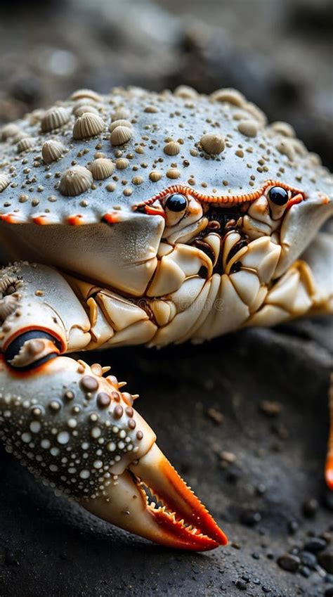 Closeup View Crab Showcasing Its Intricate Shell Patterns Colors Stock