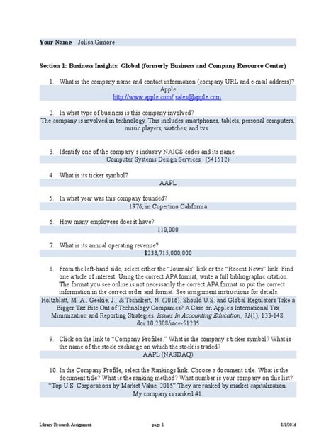 Library Research Assignment Pdf Swot Analysis Apple Inc