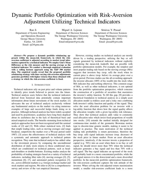 Pdf Dynamic Portfolio Optimization With Risk Aversion Adjustment Utilizing Technical Indicators