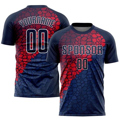 Custom Navy Red Soccer Jersey Sublimation Uniform For Teams And Players