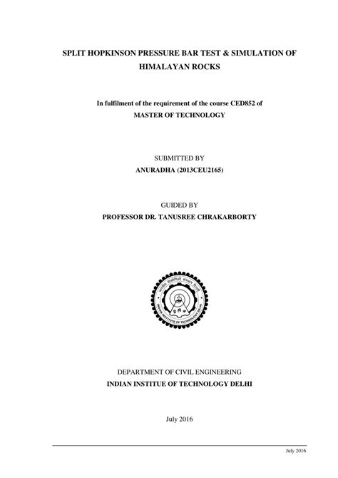 Pdf Split Hopkinson Pressure Bar Test And Simulation Of Himalayan Rocks