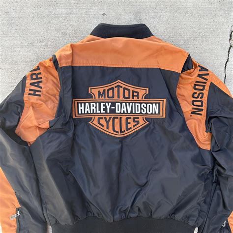 Vintage 90s Harley Davidson Moto Biker Jacket Depop