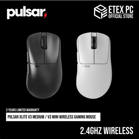 Pulsar Xlite V3 Medium V3 Mini Wireless Gaming Mouse Black White