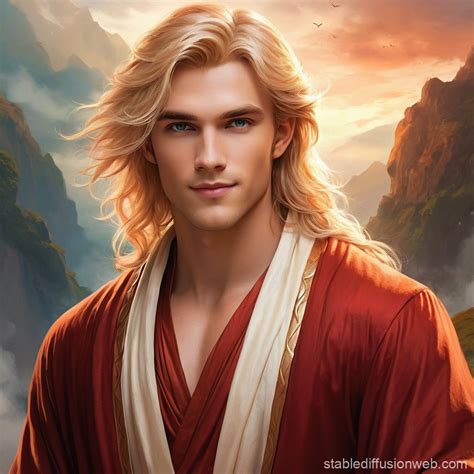 Sandy Haired Half Elf In Rust Red Robe Stable Diffusion Online