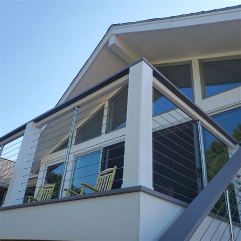 Cable Rails Timbertech Azek Decking With Drink Rail In Mattapoisett Ma