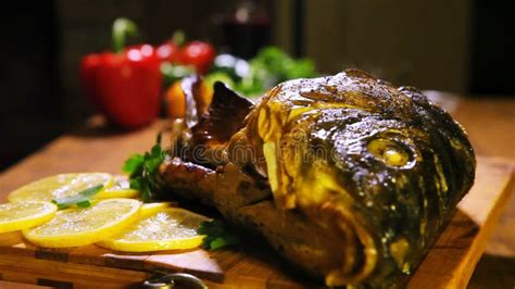 Crispy Skinned Roasted Carp Stock Footage Video Of High Closeup