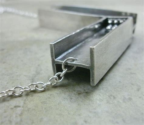 I Beam Fine Silver Necklace Industrial Jewelry Urban Necklace