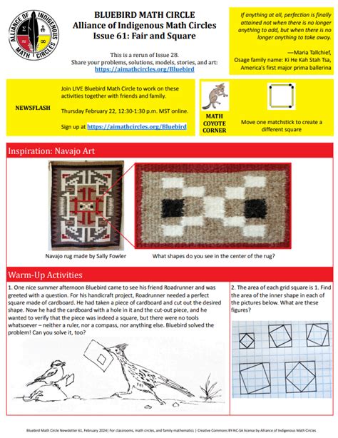 Issue 61—fair And Square—full Color Pdf Alliance Of Indigenous Math Circles