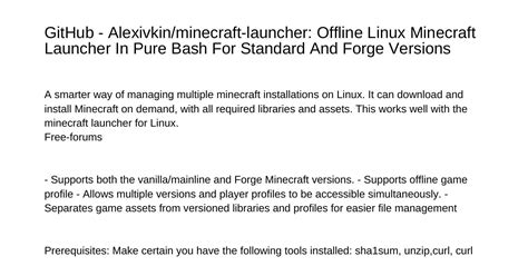 GitHub Alexivkinminecraftlauncher Offline Linux Minecraft Launcher In Pure Bash For Standard And