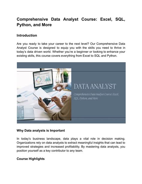 Ppt Comprehensive Data Analyst Course Excel Sql Python And More