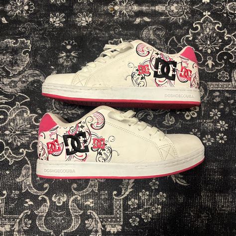 Rare Pixie Dc Shoes White And Pink Low Top Trainers Depop