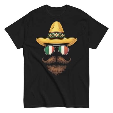 Camiseta Divertida Estilo Mexicano Con Sombrero Y Gafas Teleadhesivo