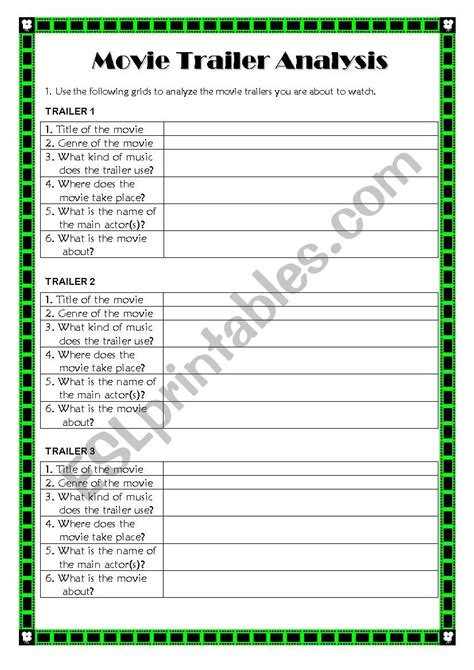Movie Trailer Analysis Esl Worksheet By Elisangela Worksheets Library